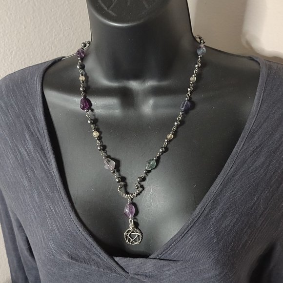 Jewelry | 215 Inch 5 Point Star Necklace With Stone Beads | Poshmark